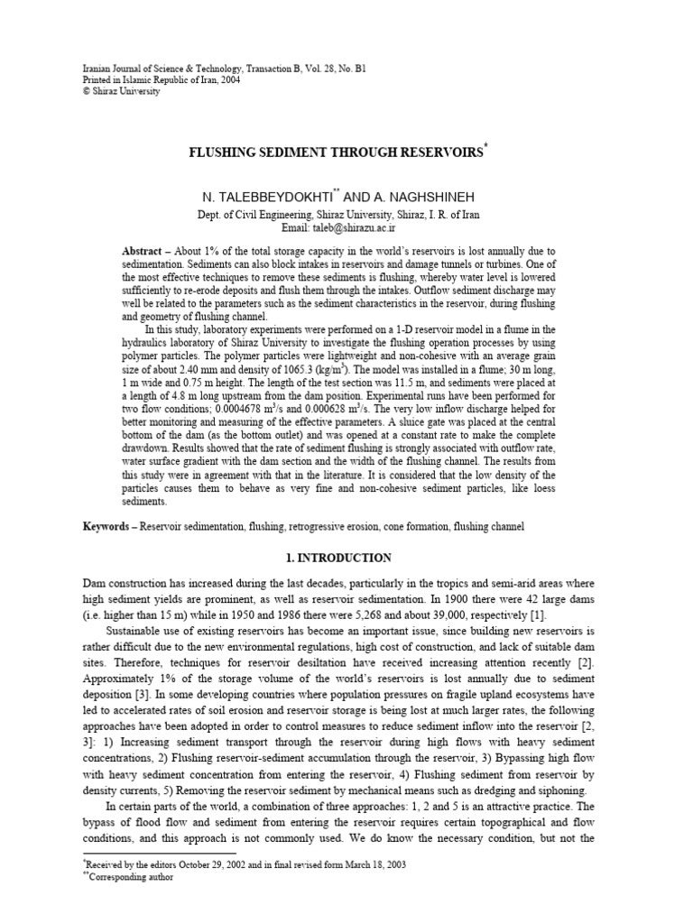Flushing Sediment Through Reservoirs | PDF | Erosion | Sediment