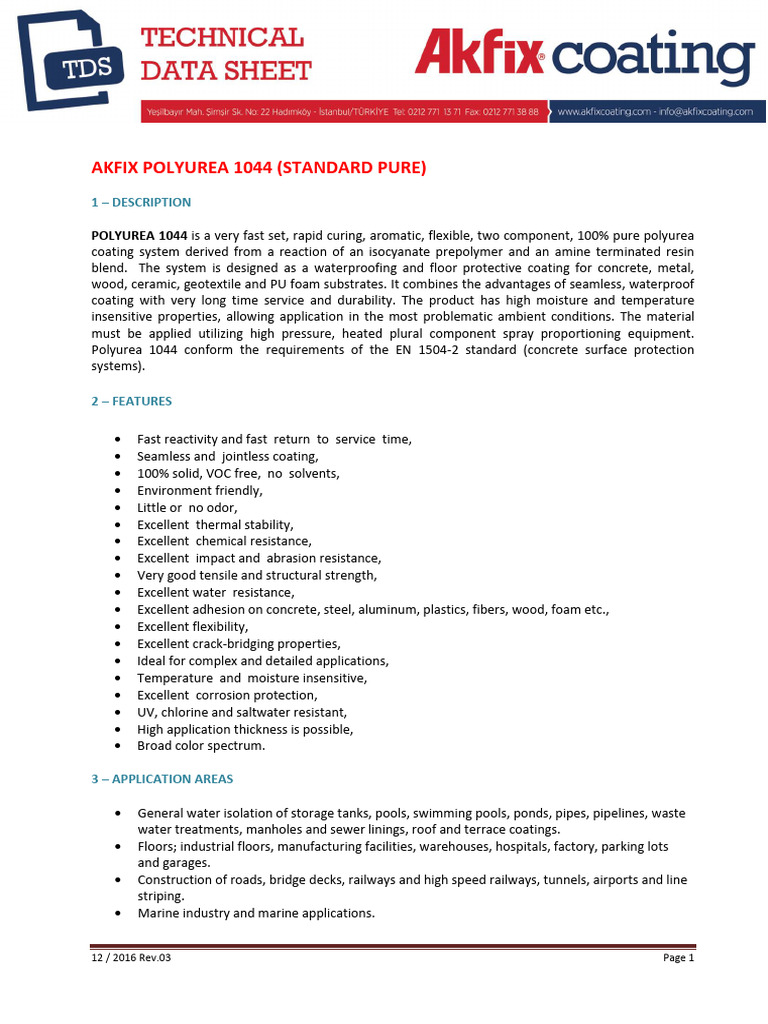 Polyurea 1044 Coating System Guide | PDF | Concrete | Building Materials