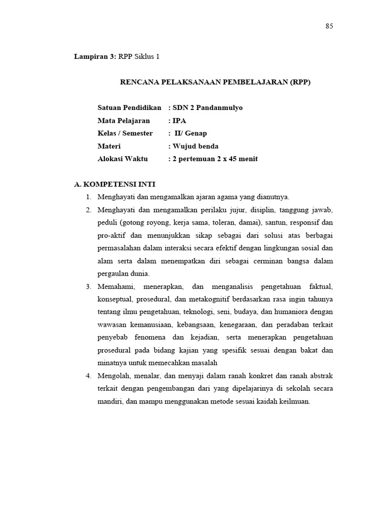 RPP Siklus 1 | PDF