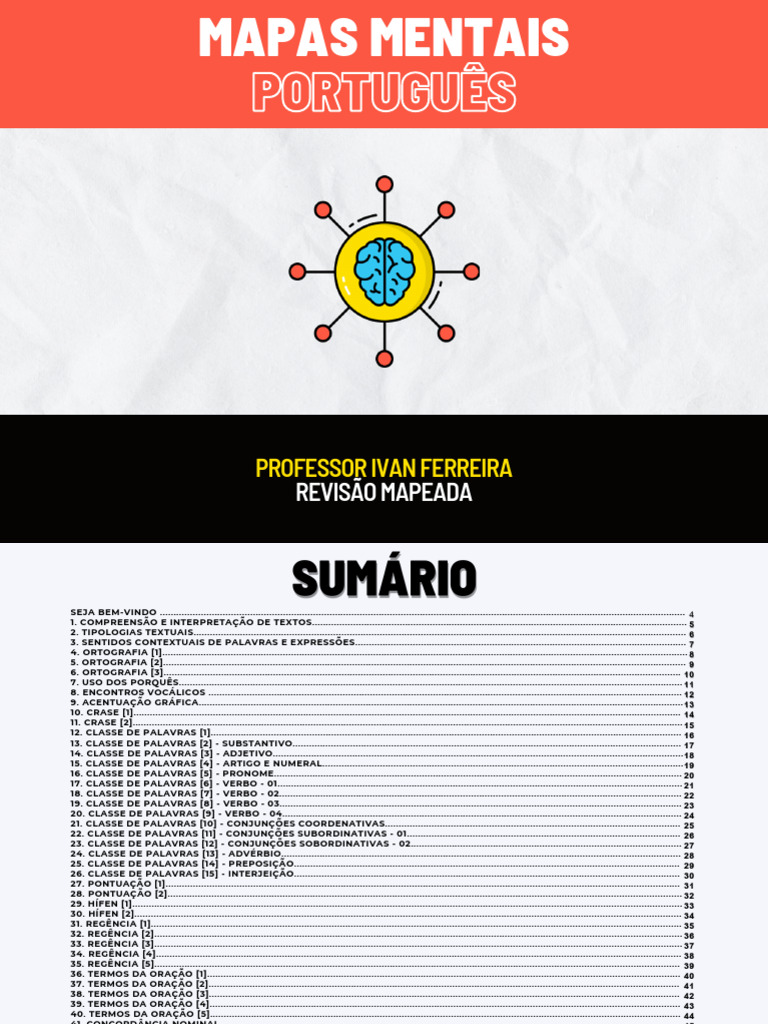 50 - Mapas Mentais - Portugues - Revisao Mapeada | Download grátis PDF | Sílaba | Vogal