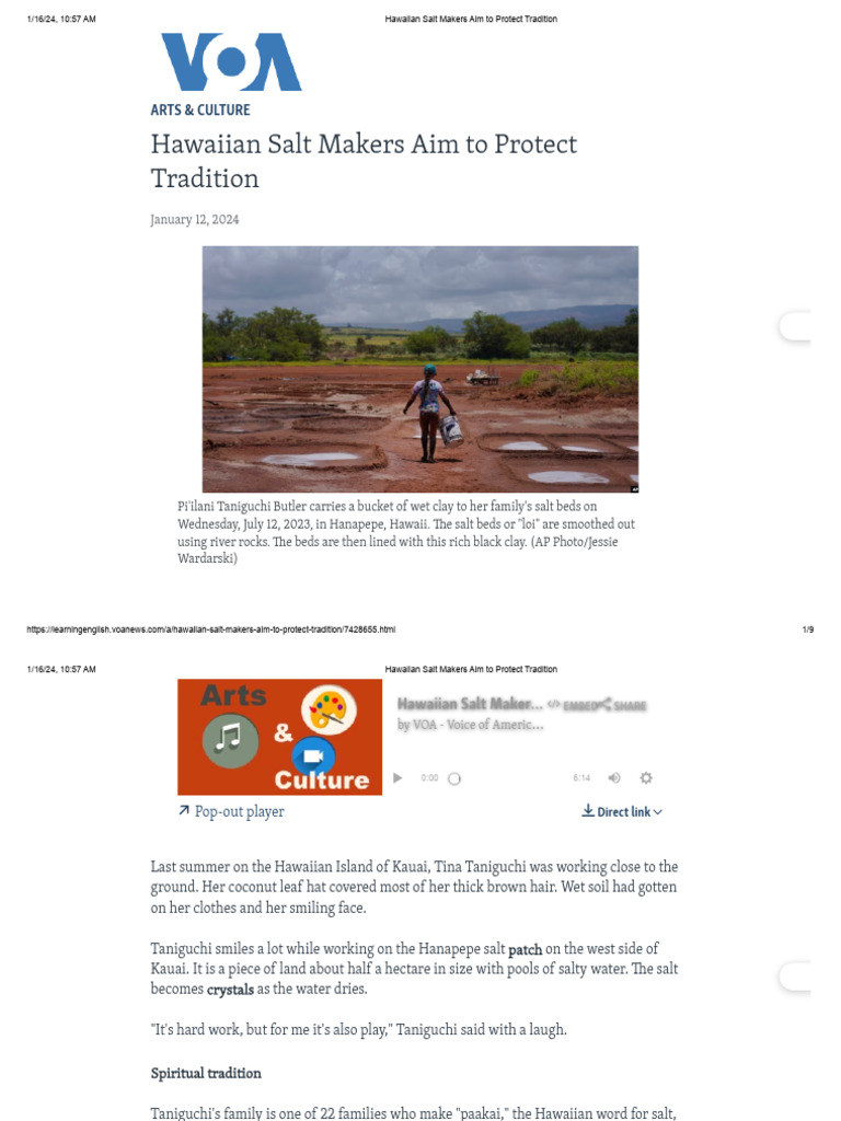 Hawaiian Salt Makers Aim To Protect Tradition | PDF | Hawaii | Beach