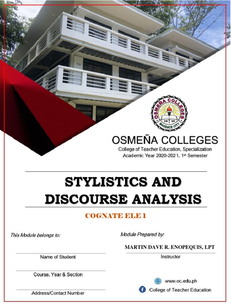 Stylistics and Discourse Analysis - Prefinal Module | PDF | Genre