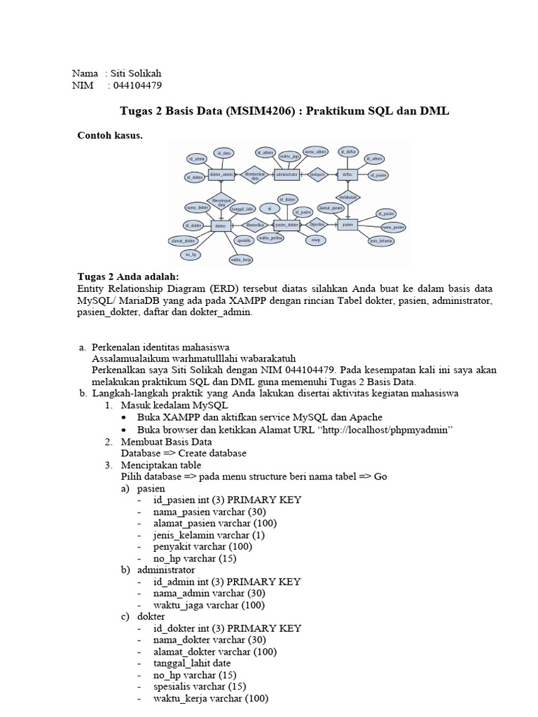 Tugas 2 Basis Data - Tugas Praktikum - SQL Dan DML | PDF