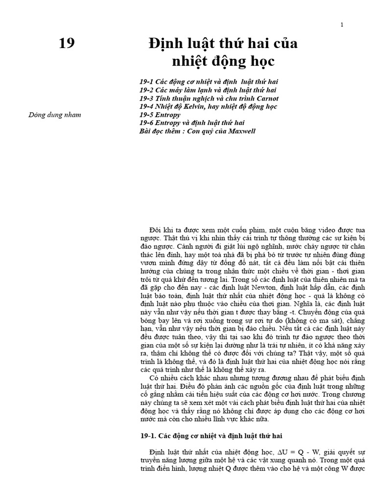 Vat Ly Dai Cuong - Dao Tuan - 19. Dinh Luat Thu Hai Cua Nhiet Dong Hoc | PDF