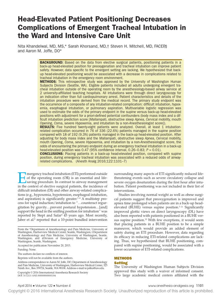 Artigo - INTUBAÇÃO - Cabeceira Elevada | PDF | Health Care | Diseases ...