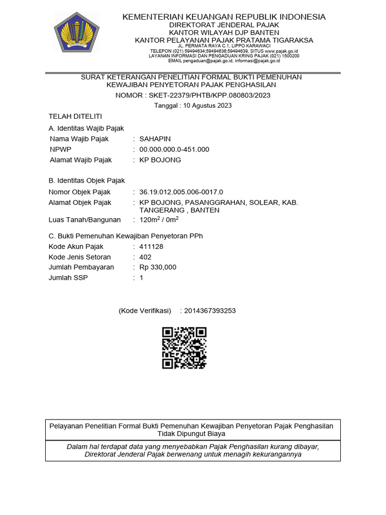 Sket-22379 PHTB KPP.080803 2023 | PDF