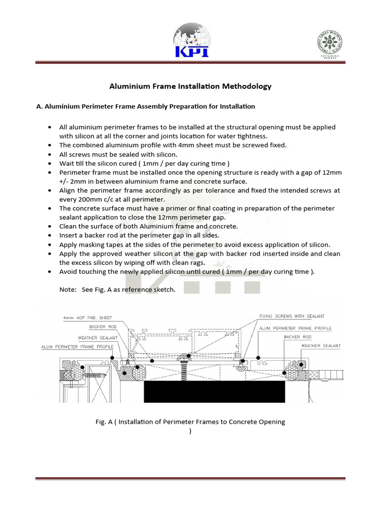 NSCR OCC Aluminium Frame Installation Methodology | PDF | Physical ...
