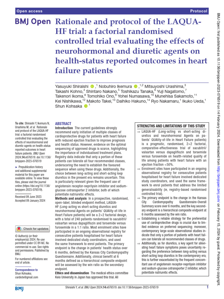 Open Access Protocol: Introduction The Current Guidelines Strongly | PDF | Heart Failure | Medicine