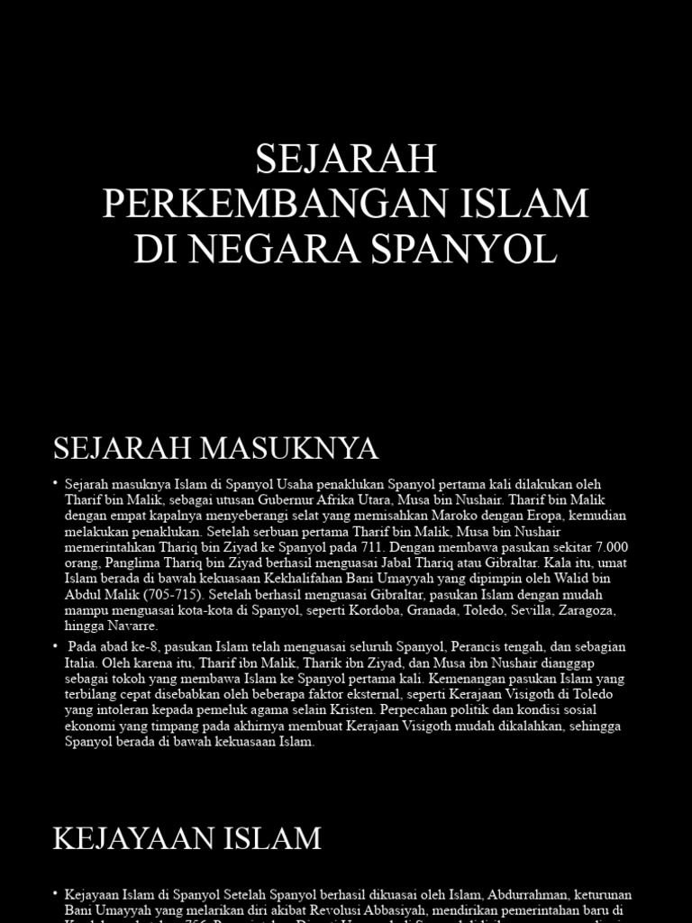 Sejarah Perkembangan Islam Di Negara Spanyol | PDF | Agama & Spiritualitas