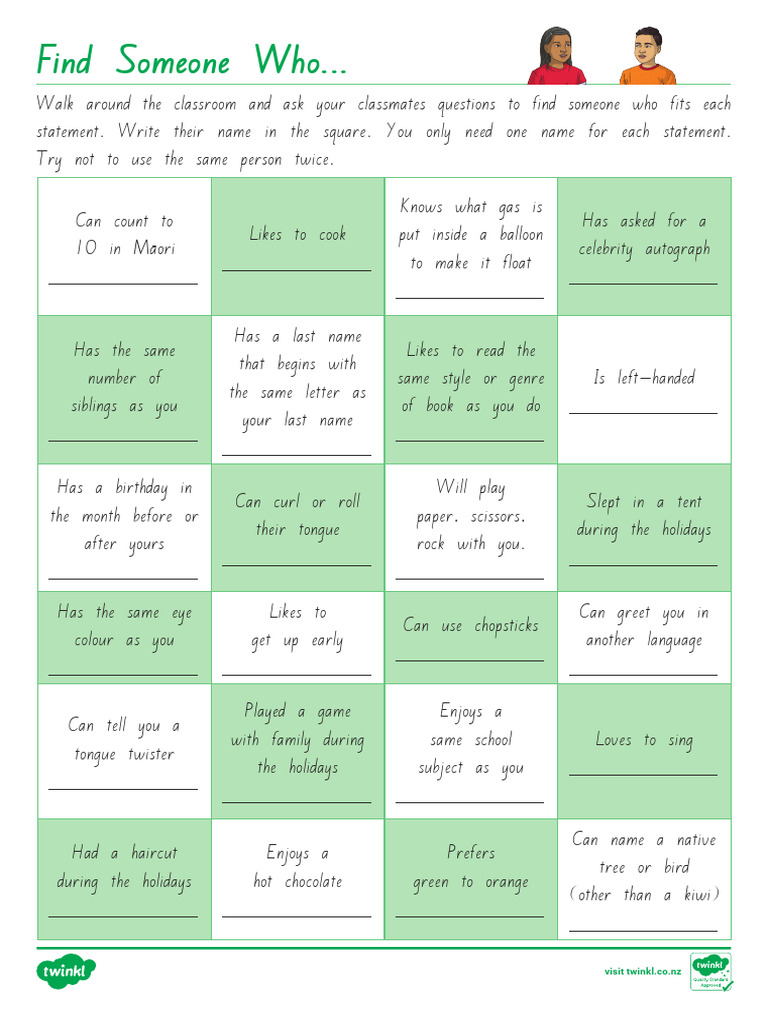 NZ C 2548565 Getting To Know You Bingo - Ver - 2 | PDF | Language Arts ...