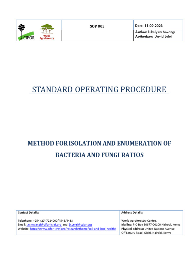 Method For Isolation and Enumeration of Bacteria and Fungi | PDF | Soil | Colony Forming Unit