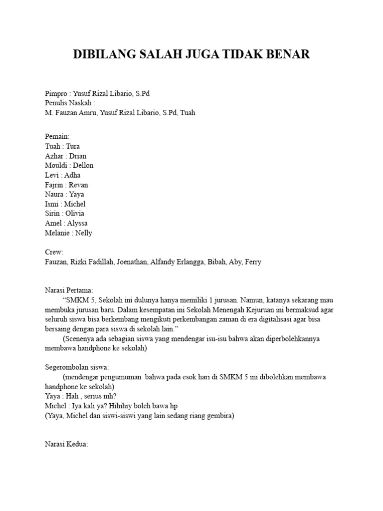 Naskah Short Movie SMK 2024 | PDF