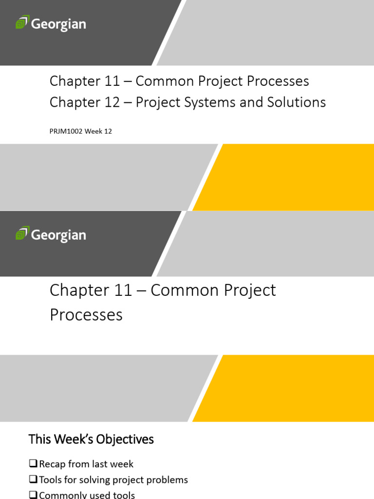 Week 12 - Ch11 & Ch12 - Common Project Processes and Project Systems and Solutions | PDF ...