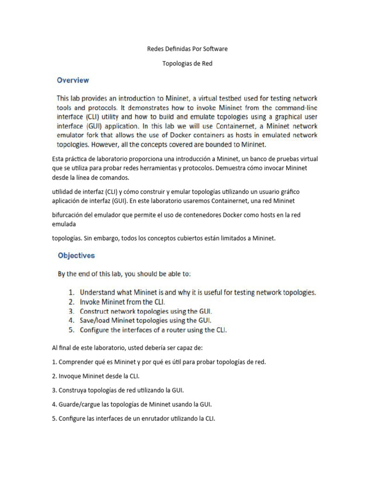 Redes - Mininet | PDF | Interfaz de línea de comando | Red de computadoras