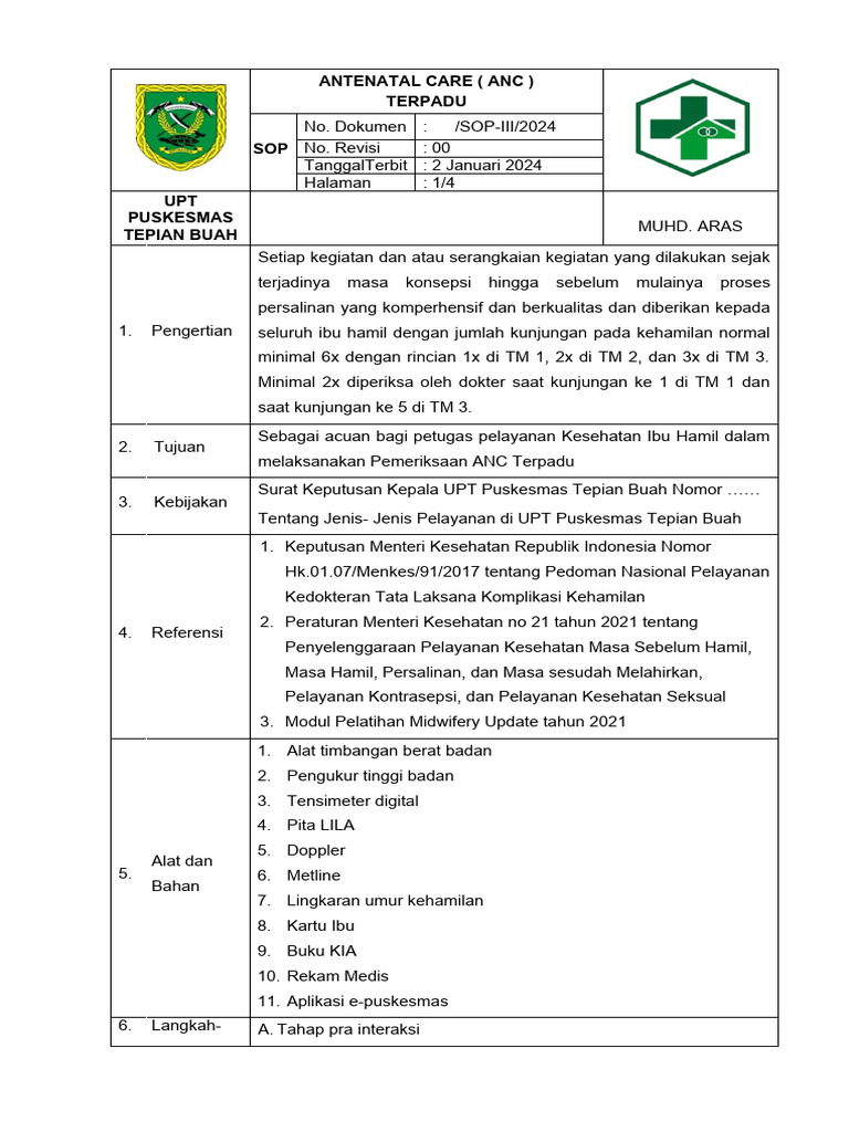 Sop Anc Terpadu | PDF