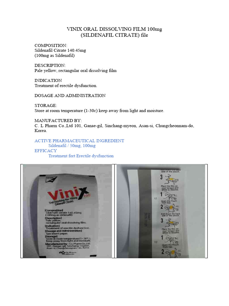 Vinix 100mg Oral Dissolving Film | PDF | Wellness