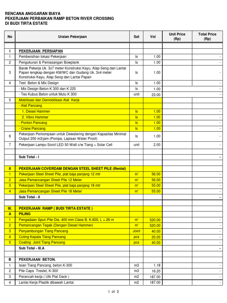 RAB Perbaikan Ramp Beton di Budi Tirta | PDF