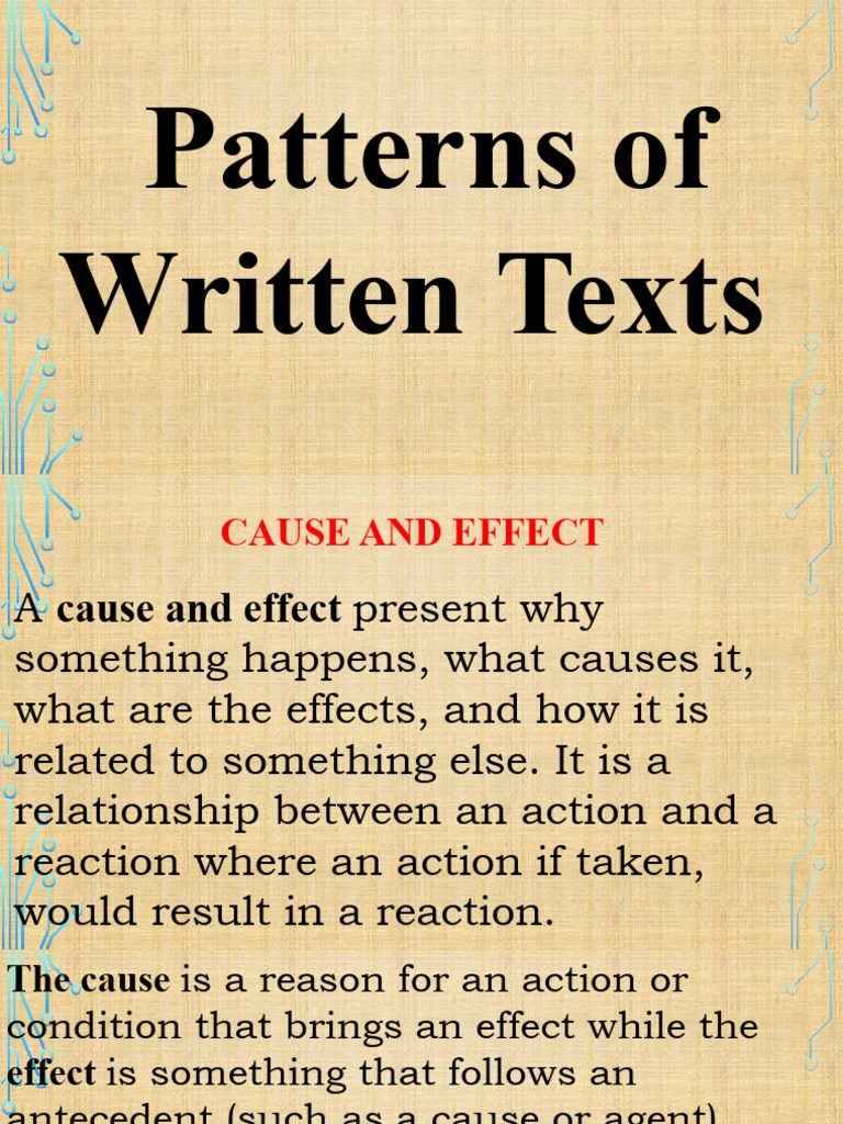 RW Lesson 1 Patterns of Written Text | PDF | Bullying | Causality