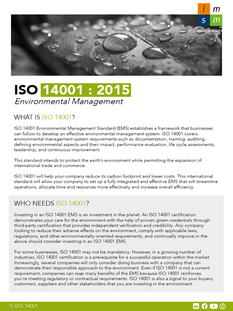 Iso 14001 Guide Pdf Natural Environment Economy And The Environment