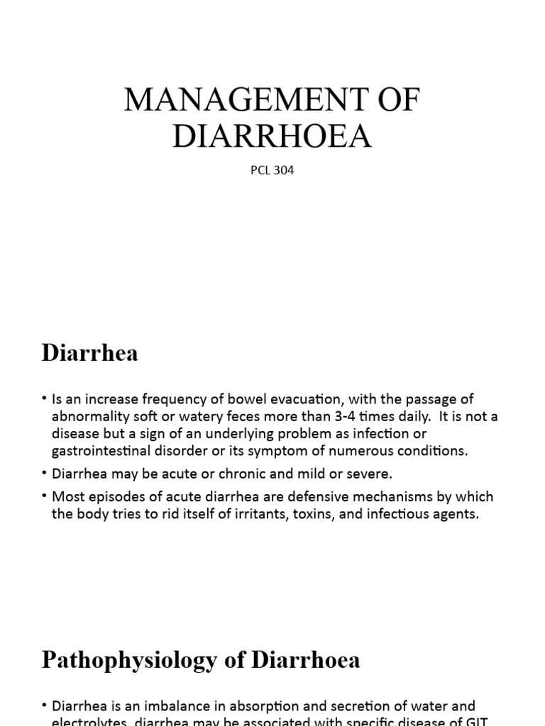 Management of Diarrhoea | PDF | Diarrhea | Medical Specialties
