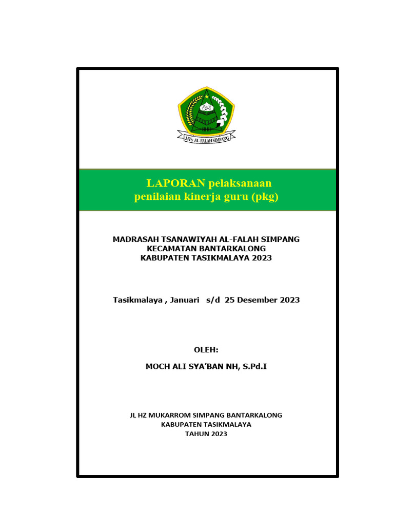 Contoh Laporan PKG Oleh Kamad | PDF