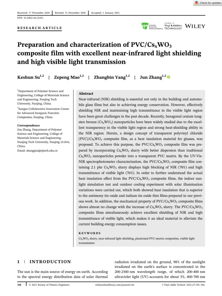 Vinyl Additive Technology - 2021 - Su - Preparation and ...