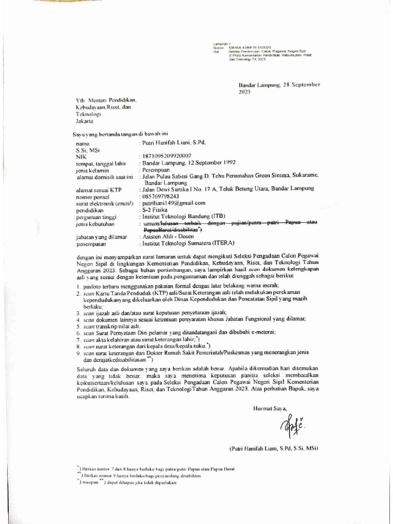 Surat Lamaran 2023-Dikompresi | PDF