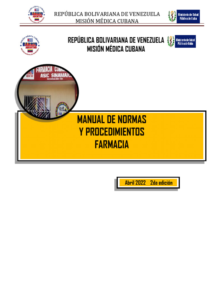 Manual de Normas y Procedimientos de Farmacia | PDF | Farmacéutico | Farmacia