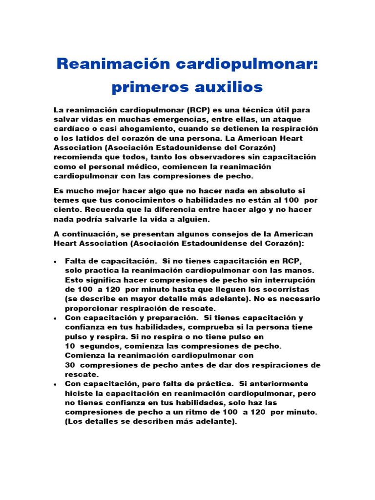 Material RCP | PDF | Reanimación cardiopulmonar | Medicina CLINICA