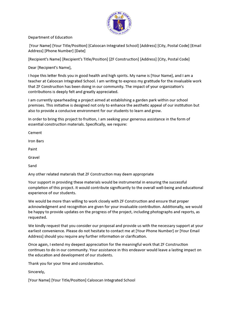 Request Letter For Yes-O | PDF