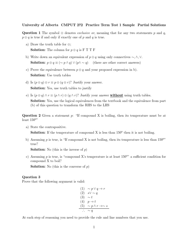 Midterm1 Sample Sol | PDF | Syntax (Logic) | Logical Expressions