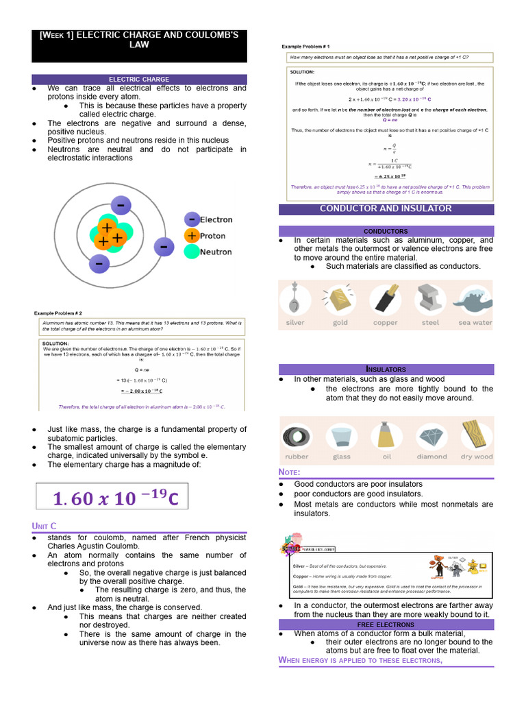 Physics 2ND Sem Rev | PDF | Potential Energy | Electric Charge