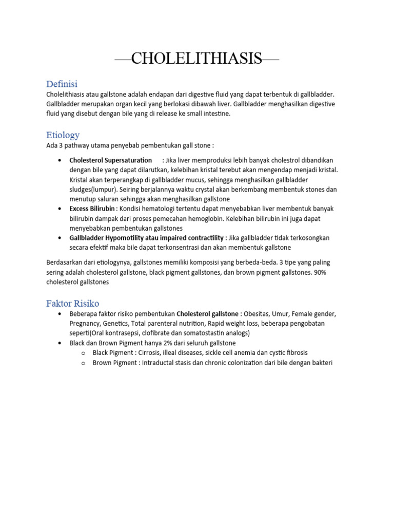 Cholelithiasis & Choledolithiasis-Jardik | PDF | Sains & Matematika