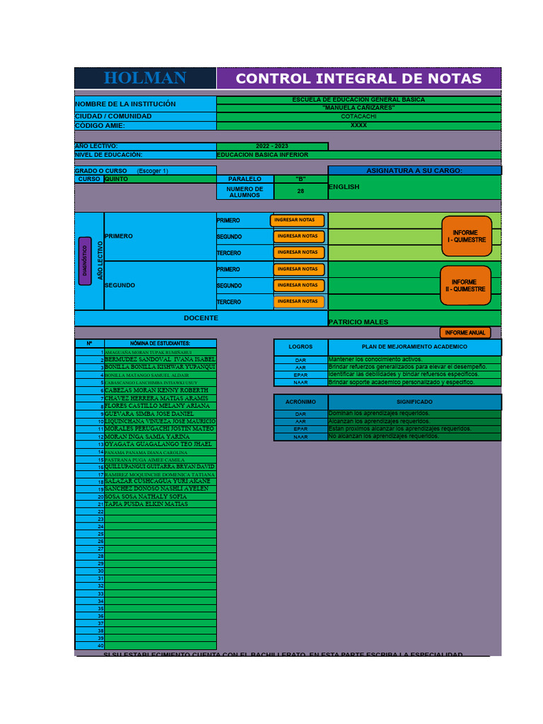Control Integral de Notas | PDF