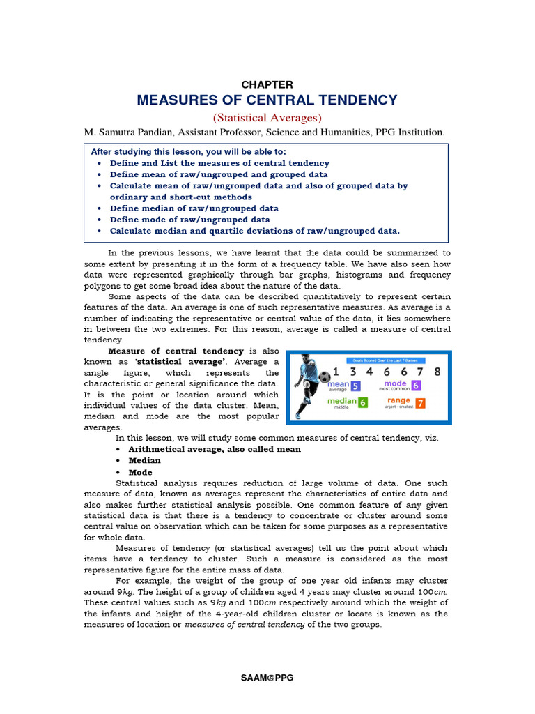 01 Measures of Central Tendency-2 | PDF | Mean | Mode (Statistics)