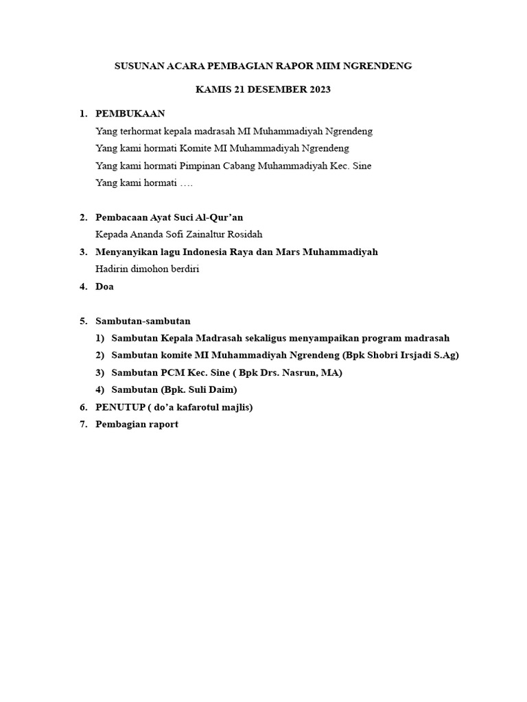 Pembagian Rapor MI Ngrendeng | PDF | Agama & Spiritualitas