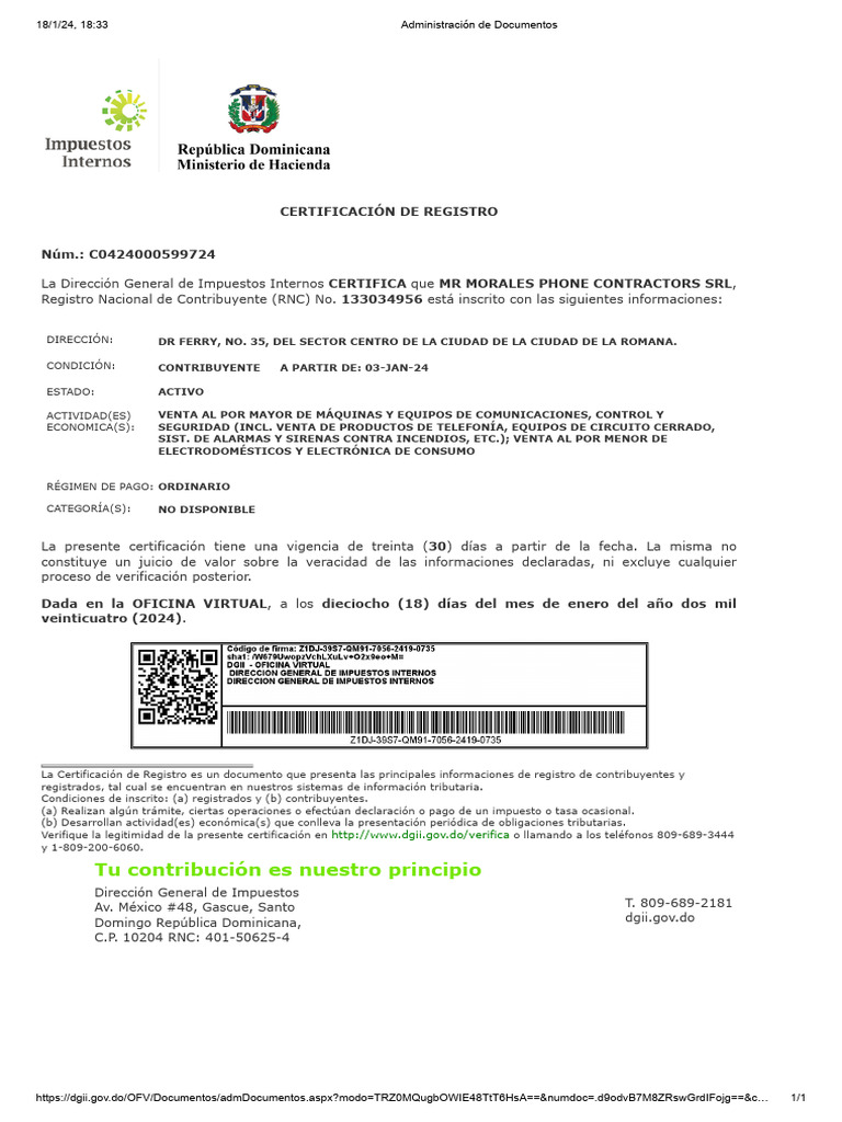 Certificacion RNC | PDF | Impuestos | Economias