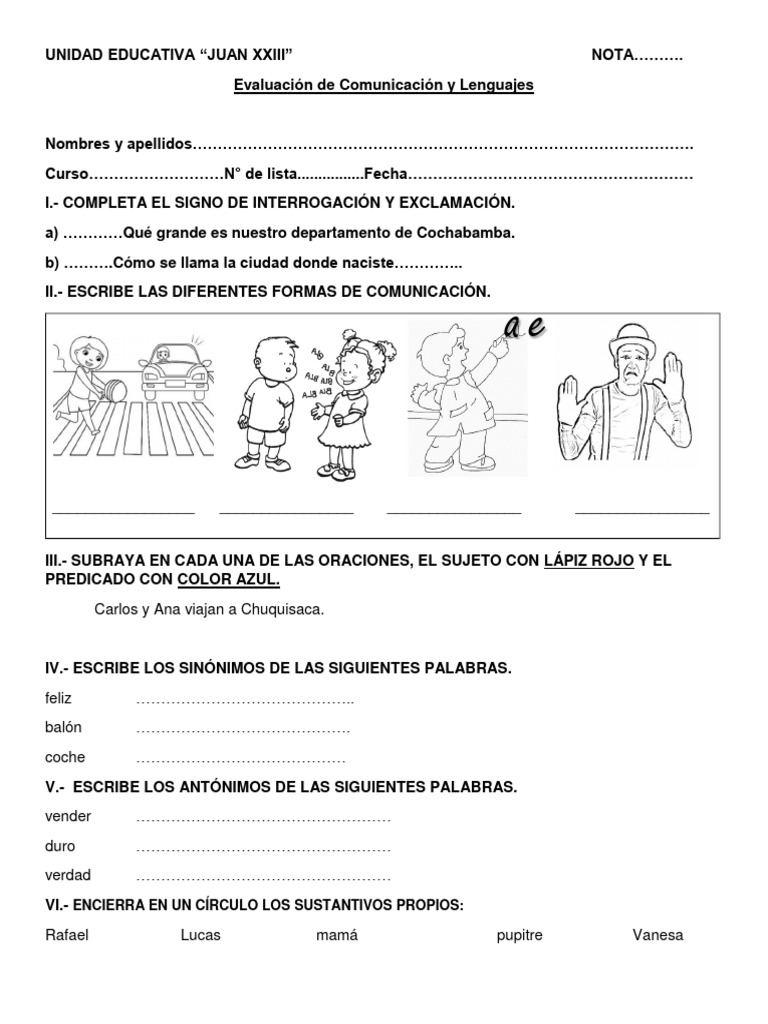 Evaluacion de Comunicacion y Lenguajes | PDF Evaluacion de Comunicacion y Lenguajes | PDF