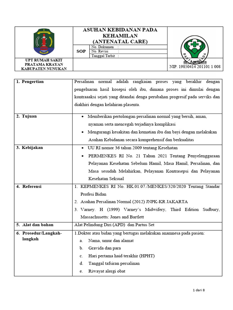 Sop Persalinan Normal | PDF