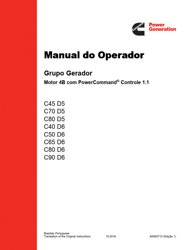 Manual de Operacao | PDF | Motores | Queimadura