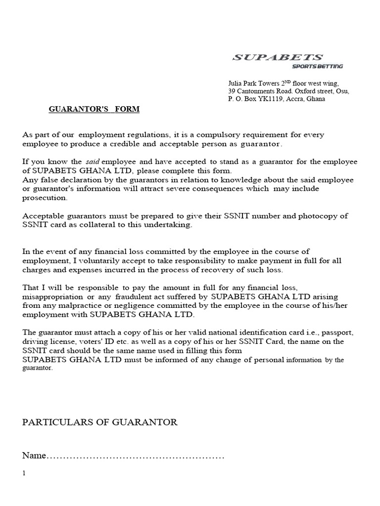 Guarantors Form For Staff | PDF | Surety | Common Law