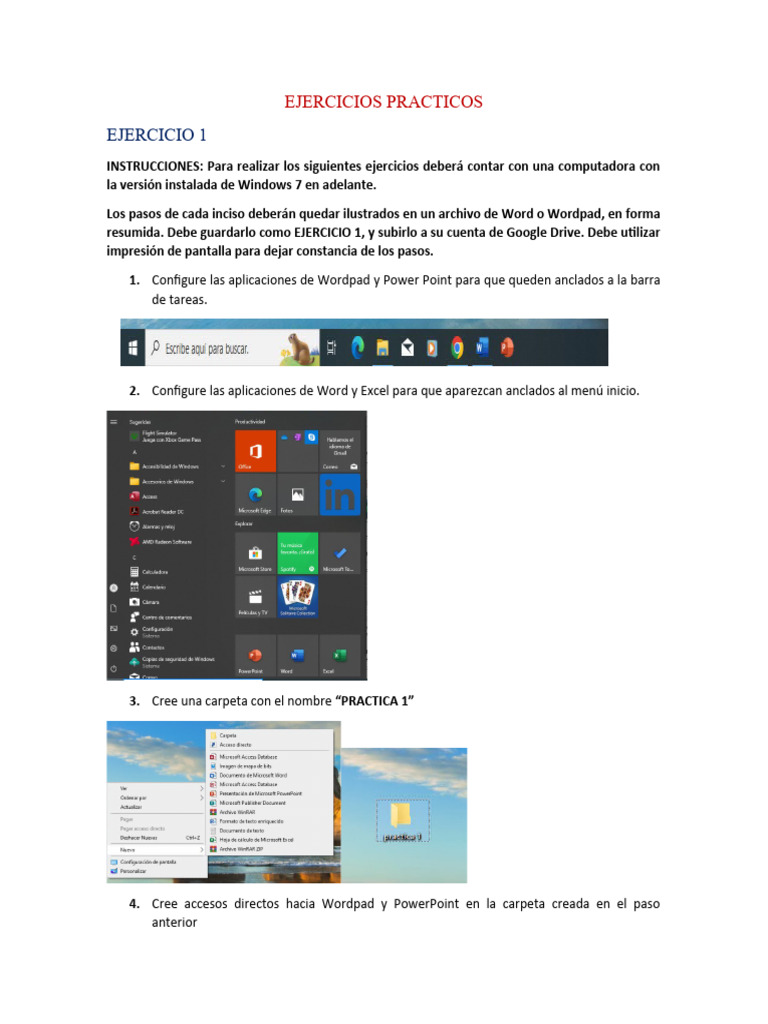 Ejercicios Practicos Windows | PDF | Archivo de computadora | Windows 7