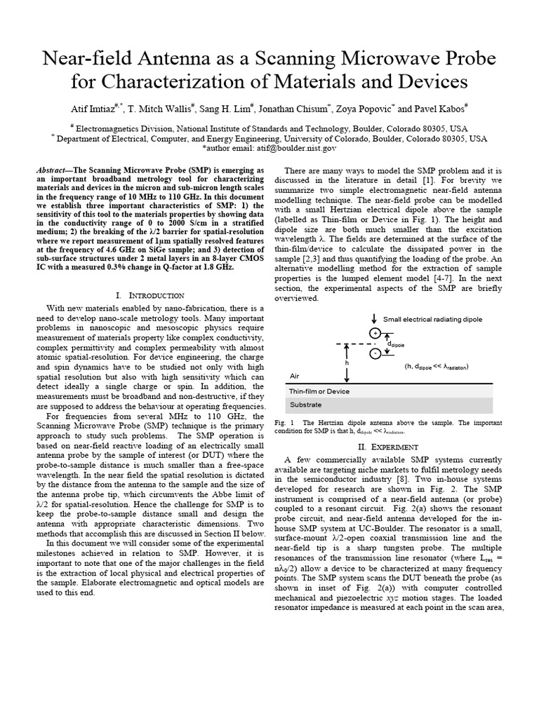 Near-Field Antenna As A Scanning Microwave Probe For Characterization ...