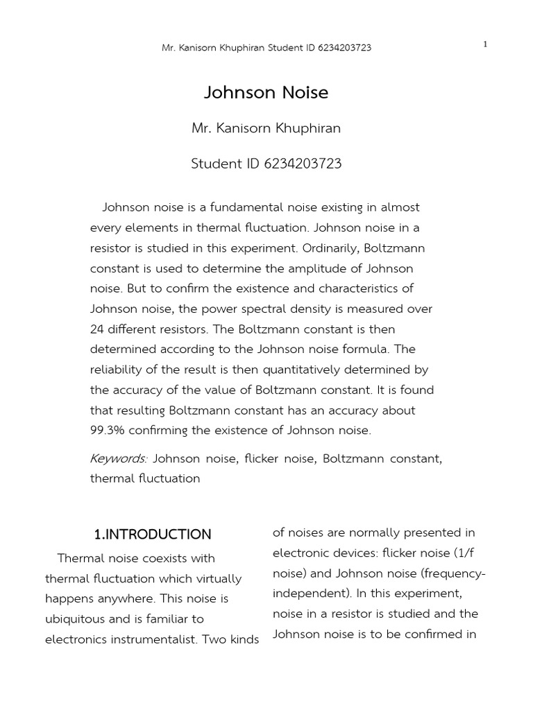 Johnson noise report | PDF | Electrical Resistance And Conductance ...