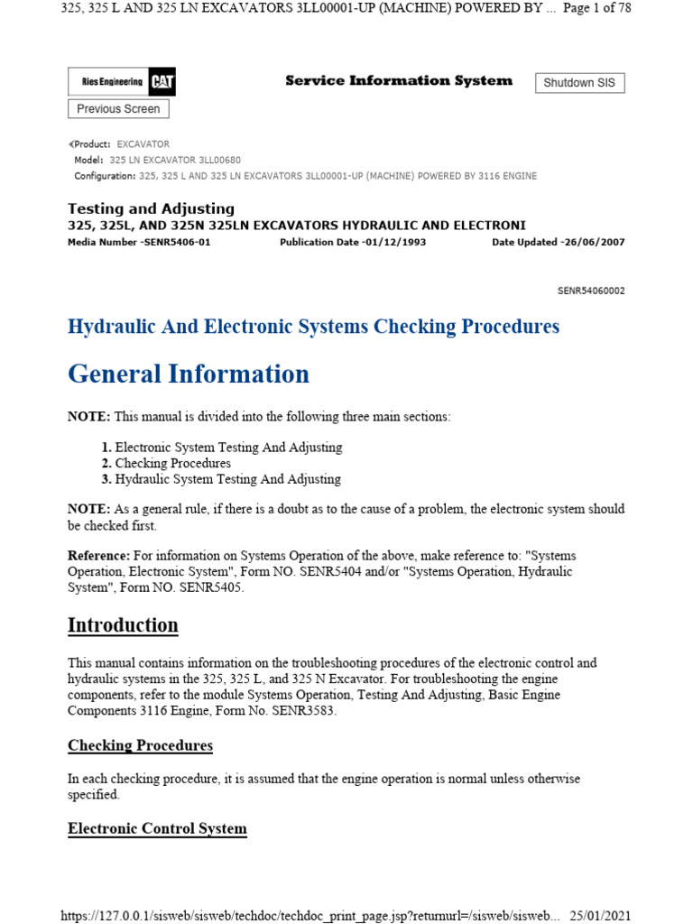Hydraulic and Electronic Systems Checking Procedures-1 | PDF | Troubleshooting | Switch