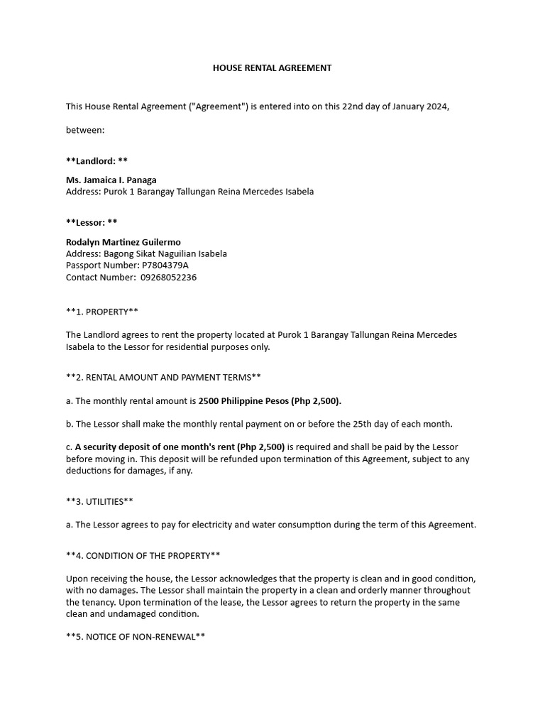 House Rental Agreement | PDF | Lease | Factor Income Distribution