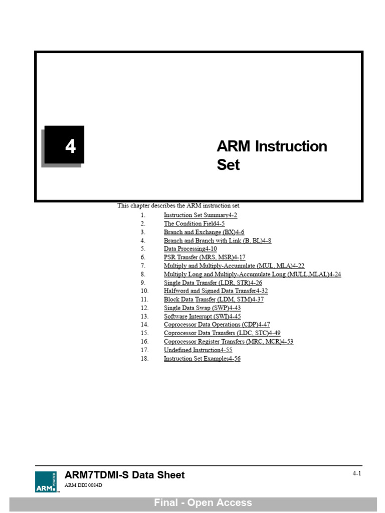 Arm Instructionset | PDF | Assembly Language | Bit Arm Instructionset | PDF | Assembly Language | Bit