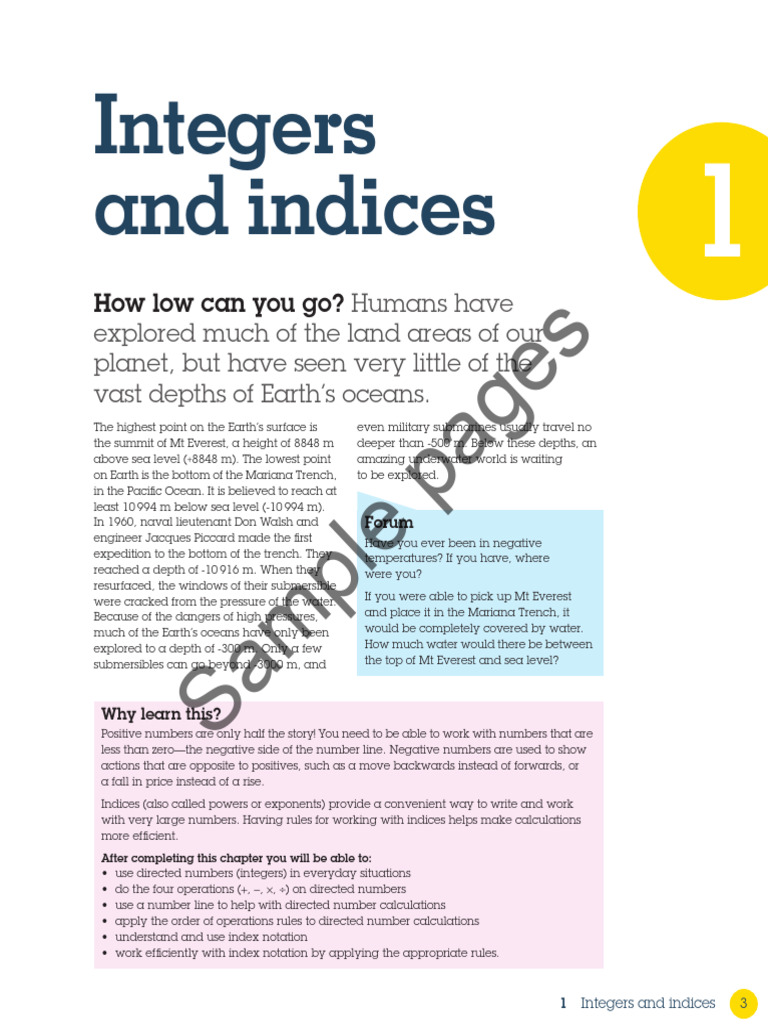 Integers and Indices | PDF | Sea | Earth