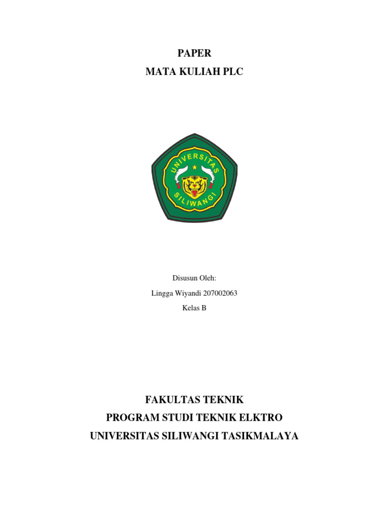 Paper Mata Kuliah PLC: Disusun Oleh: Lingga Wiyandi 207002063 Kelas B | PDF