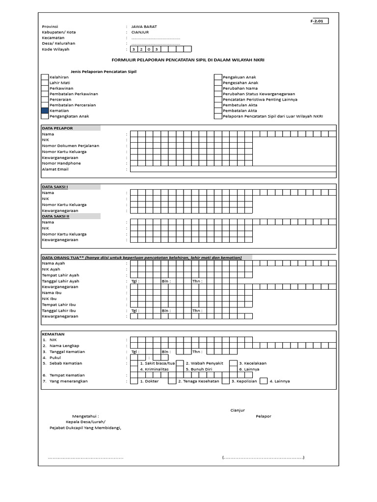 F2-01 Kematian | PDF | Hukum